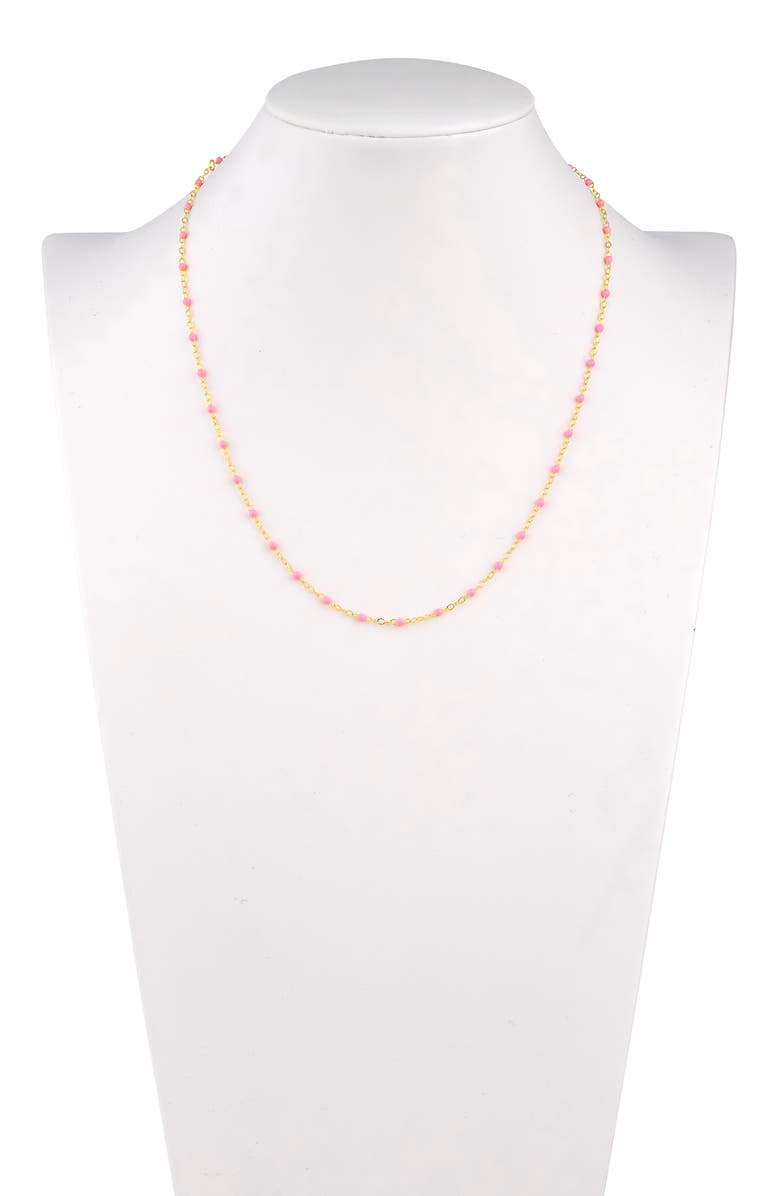 HAWLEY ST 14K Gold Pink Enamel Station Necklace | Nordstromrack