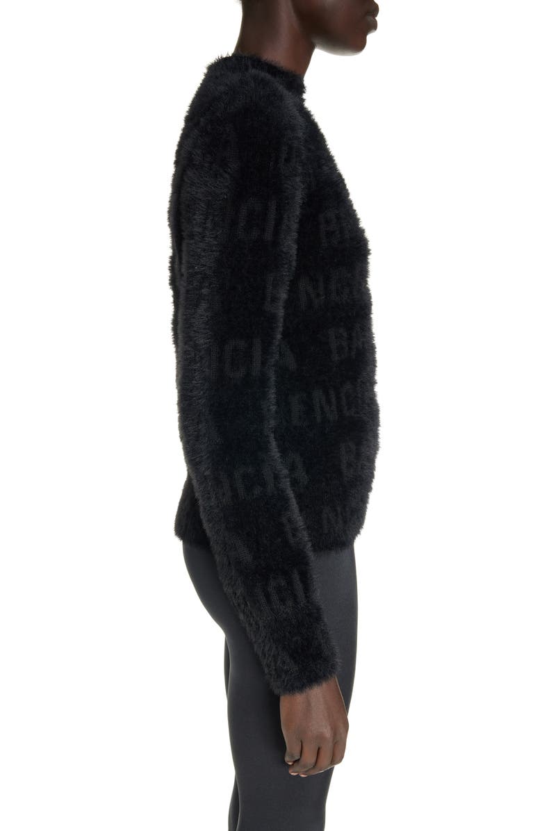 Balenciaga Fitted Furry Logo Jacquard Wool Blend Sweater | Nordstromrack