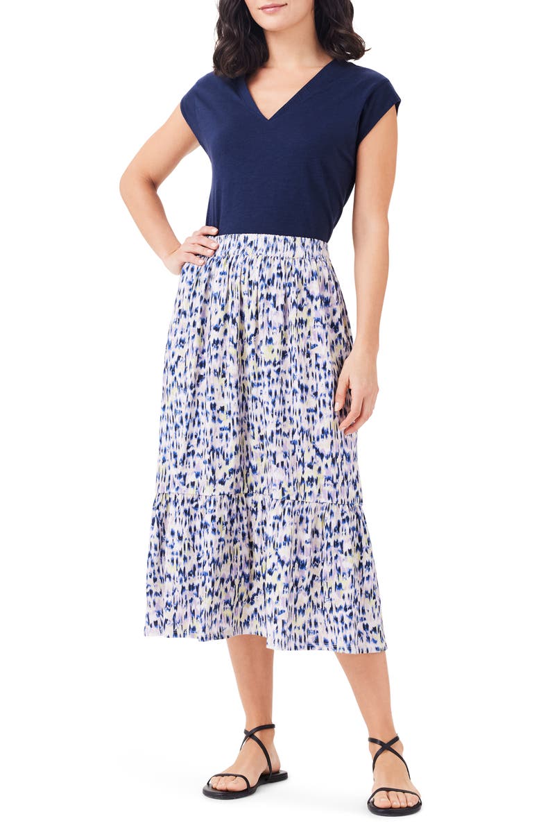 NZT by NIC+ZOE Abstract Ikat Tiered Midi Skirt | Nordstromrack
