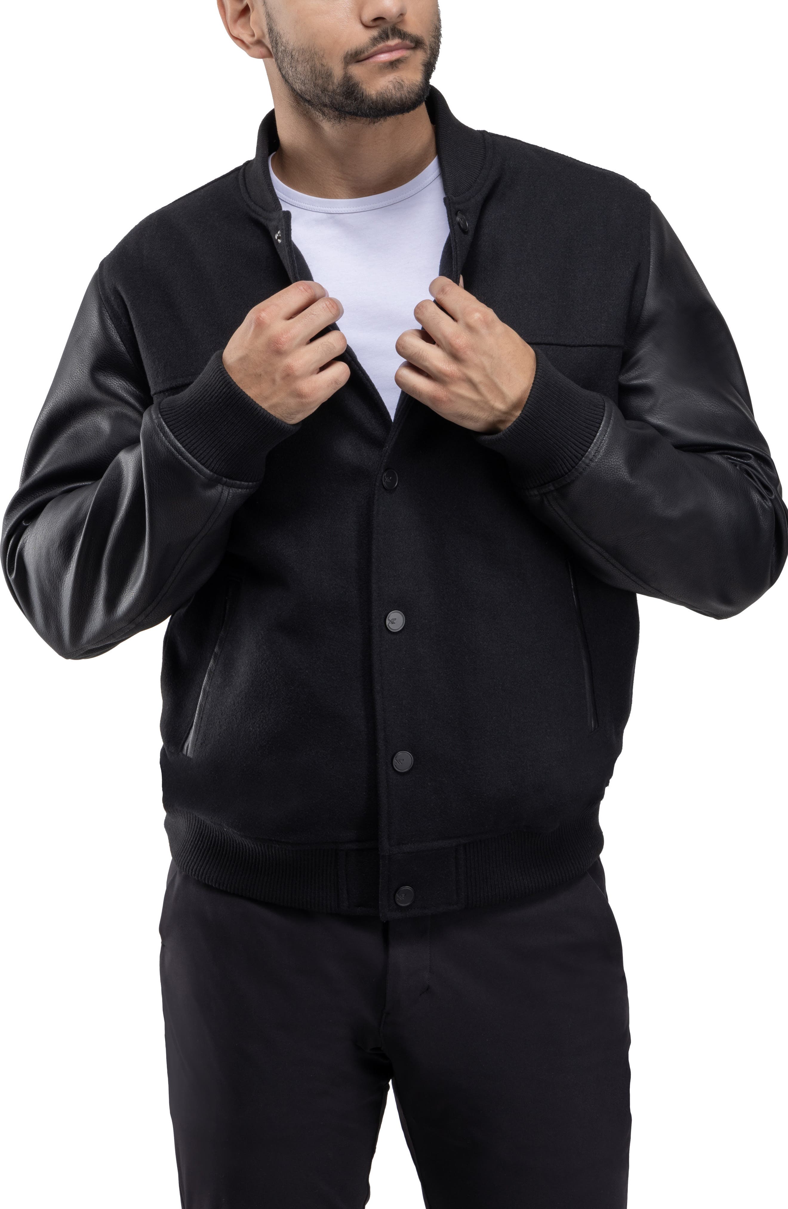 XRAY Mixed Media Faux Leather Bomber Jacket | Nordstromrack