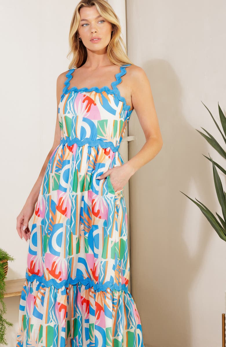 FLYING TOMATO Abstract Print Tiered Maxi Dress | Nordstromrack