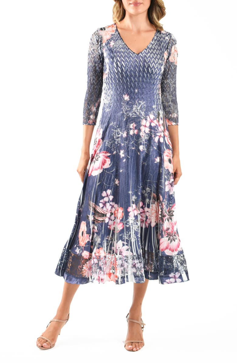 Komarov Lace Sleeve Charmeuse Midi Dress | Nordstromrack