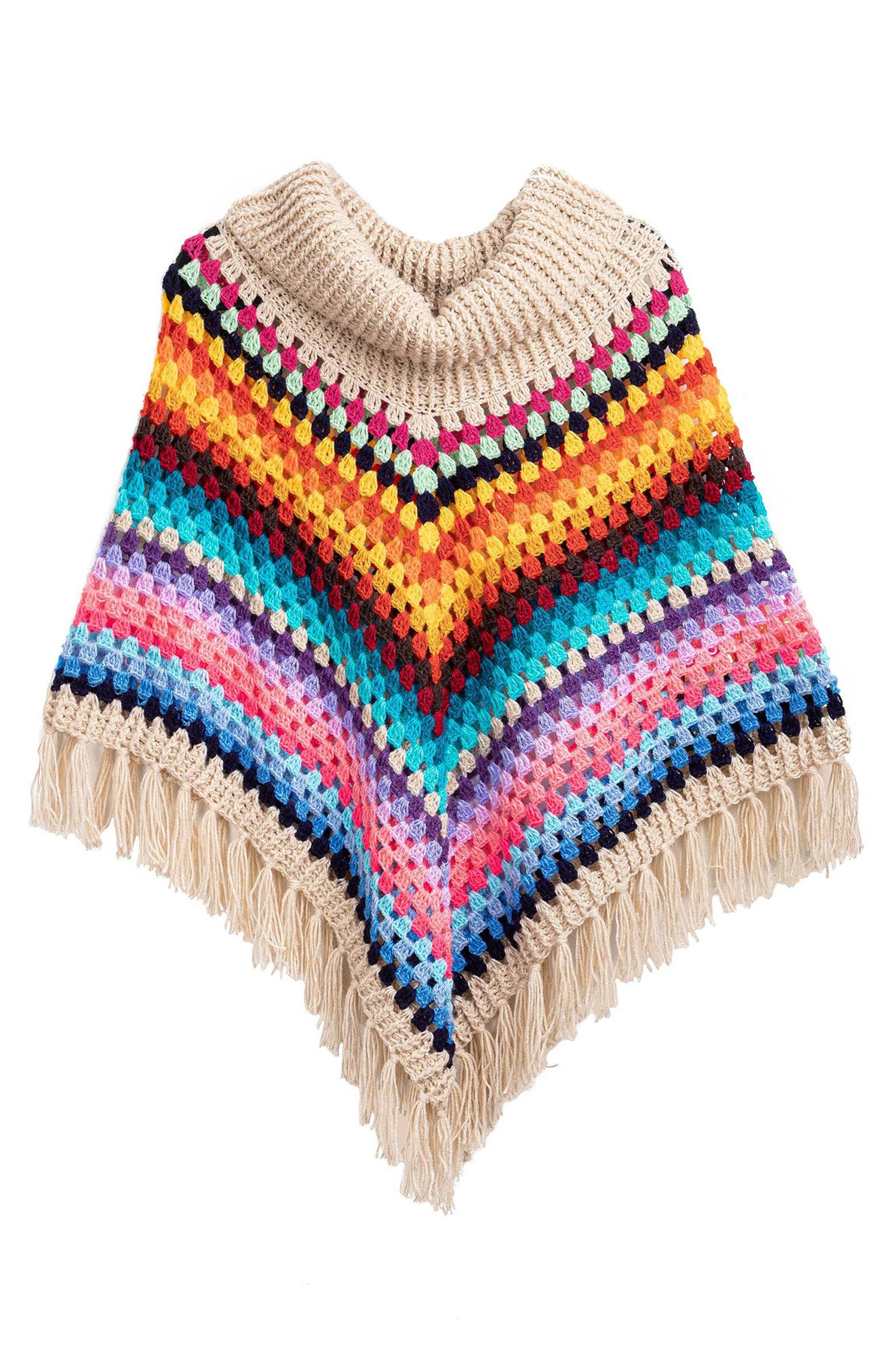 SAACHI Earth to Sky Rainbow Stripe Crochet Poncho | Nordstromrack