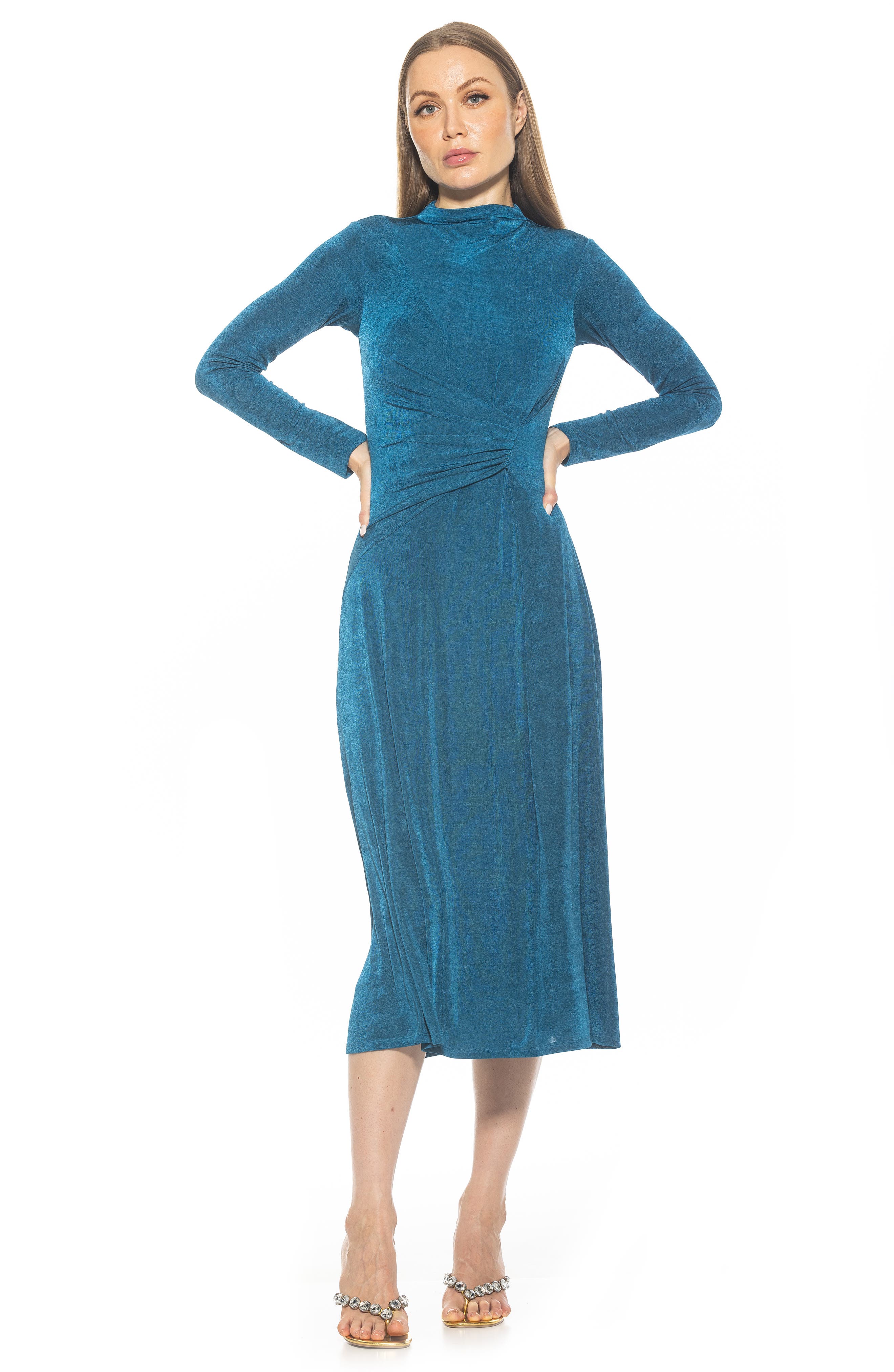 Alexia Admor Marla Long Sleeve Draped Midi Dress | Nordstromrack