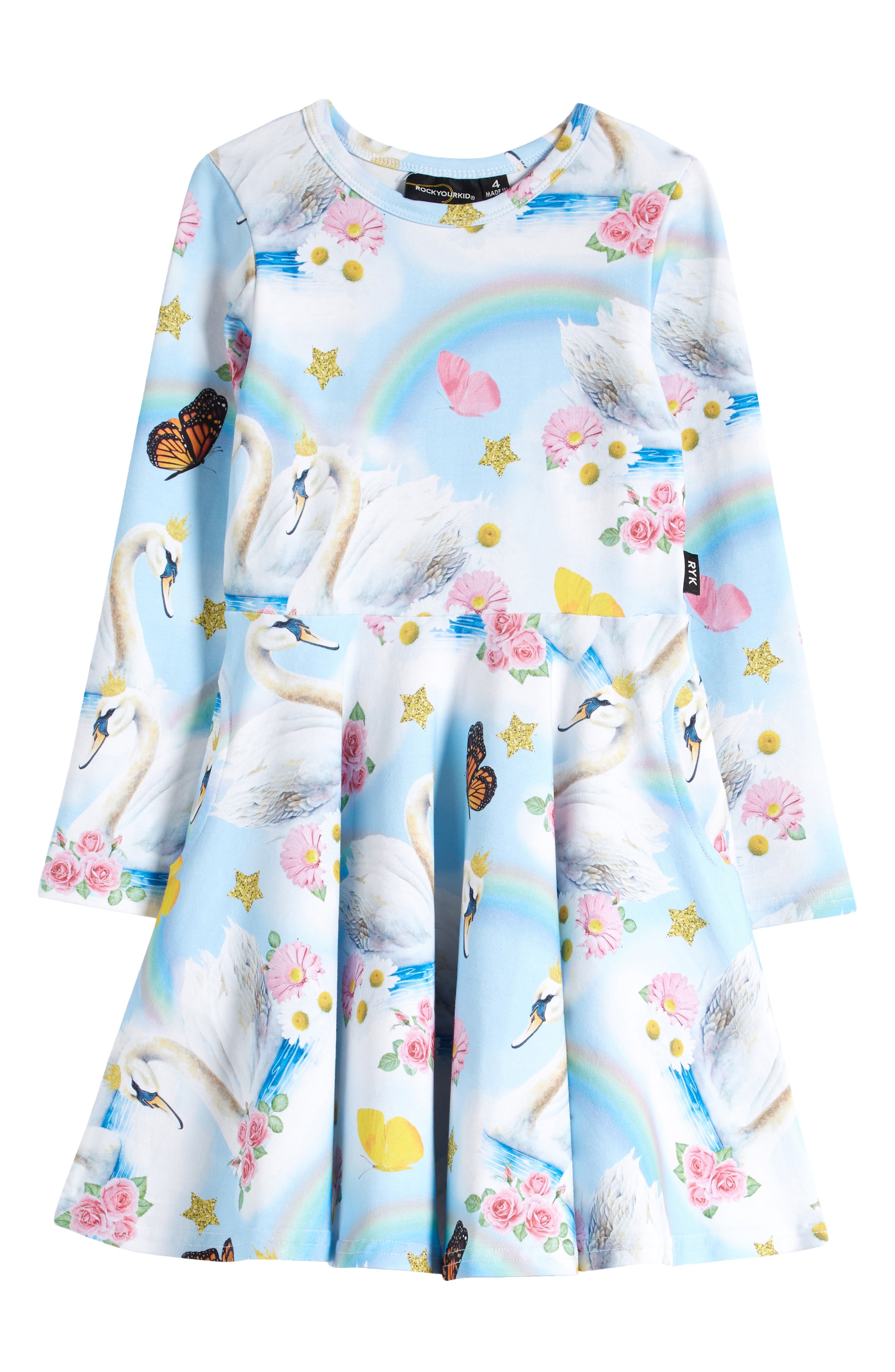 Rock Your Baby Kids' Swan Lake Long Sleeve Skater Dress | Nordstromrack