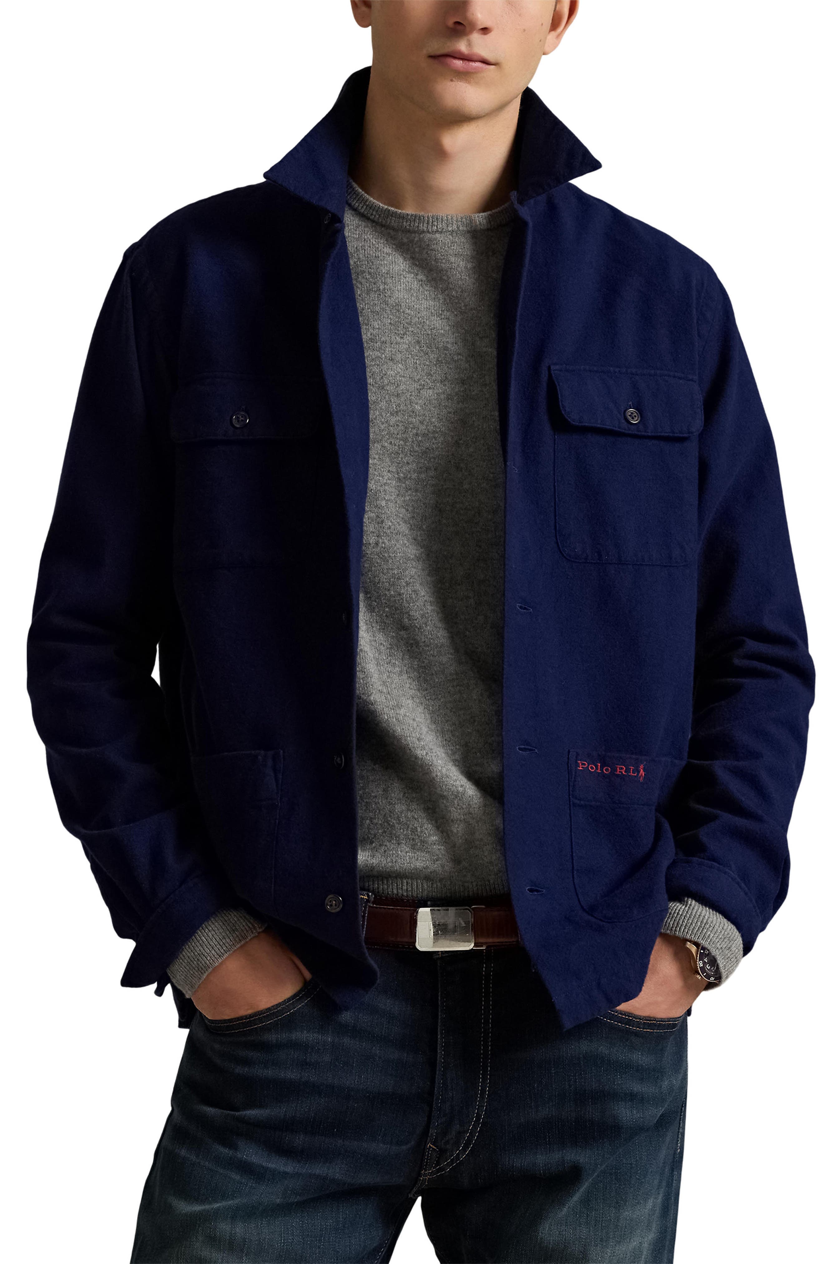 Polo Ralph Lauren Brushed Flannel Button-Up Shirt Jacket (Men ...