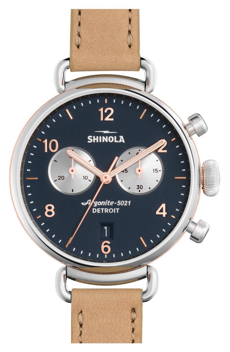 Shinola 'The Canfield Chrono' Leather Strap Watch, 38mm | Nordstromrack