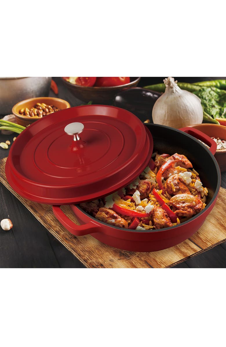 MASTERPAN Red 4 Quart Non-Stick Cast Aluminum Dutch Casserole ...