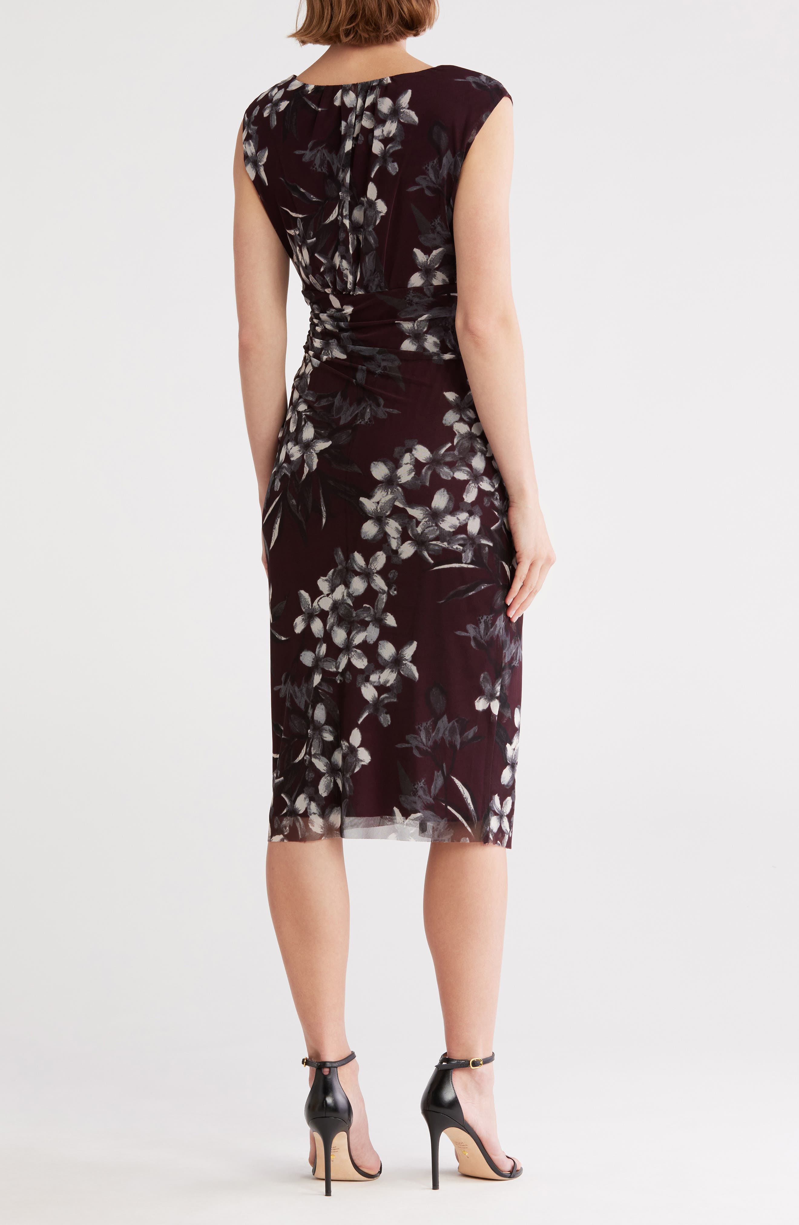 Connected Apparel Faux Wrap Mesh Midi Dress | Nordstromrack