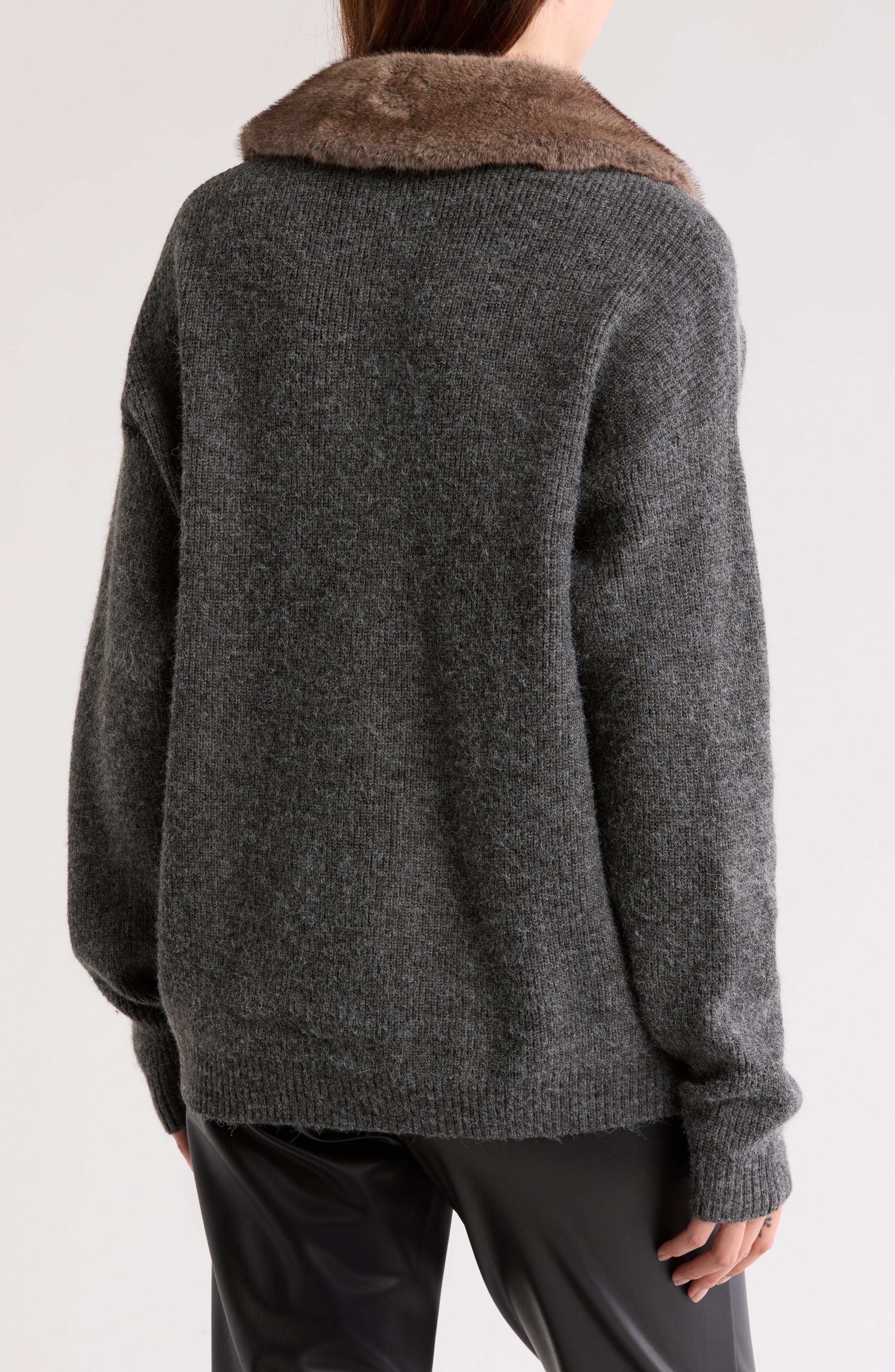 WAYF Faux Fur Trim Cardigan | Nordstromrack