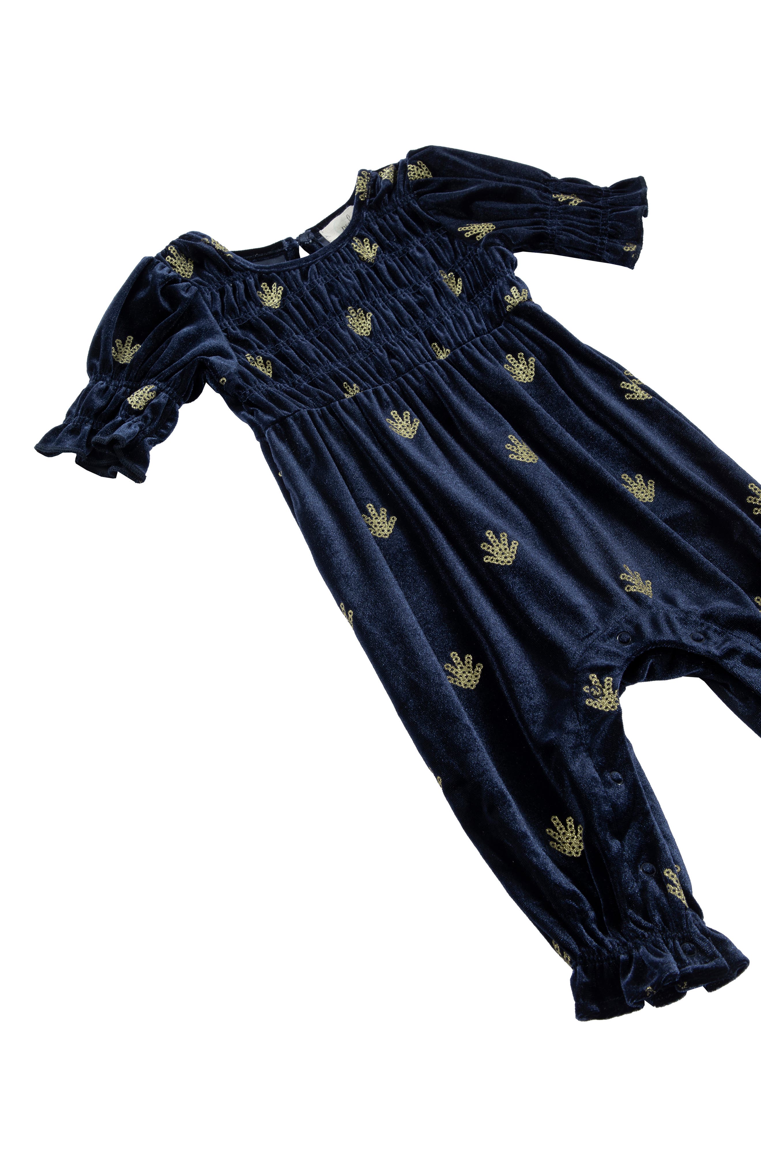 Peek Essentials Glitter Tree Velour Romper | Nordstromrack