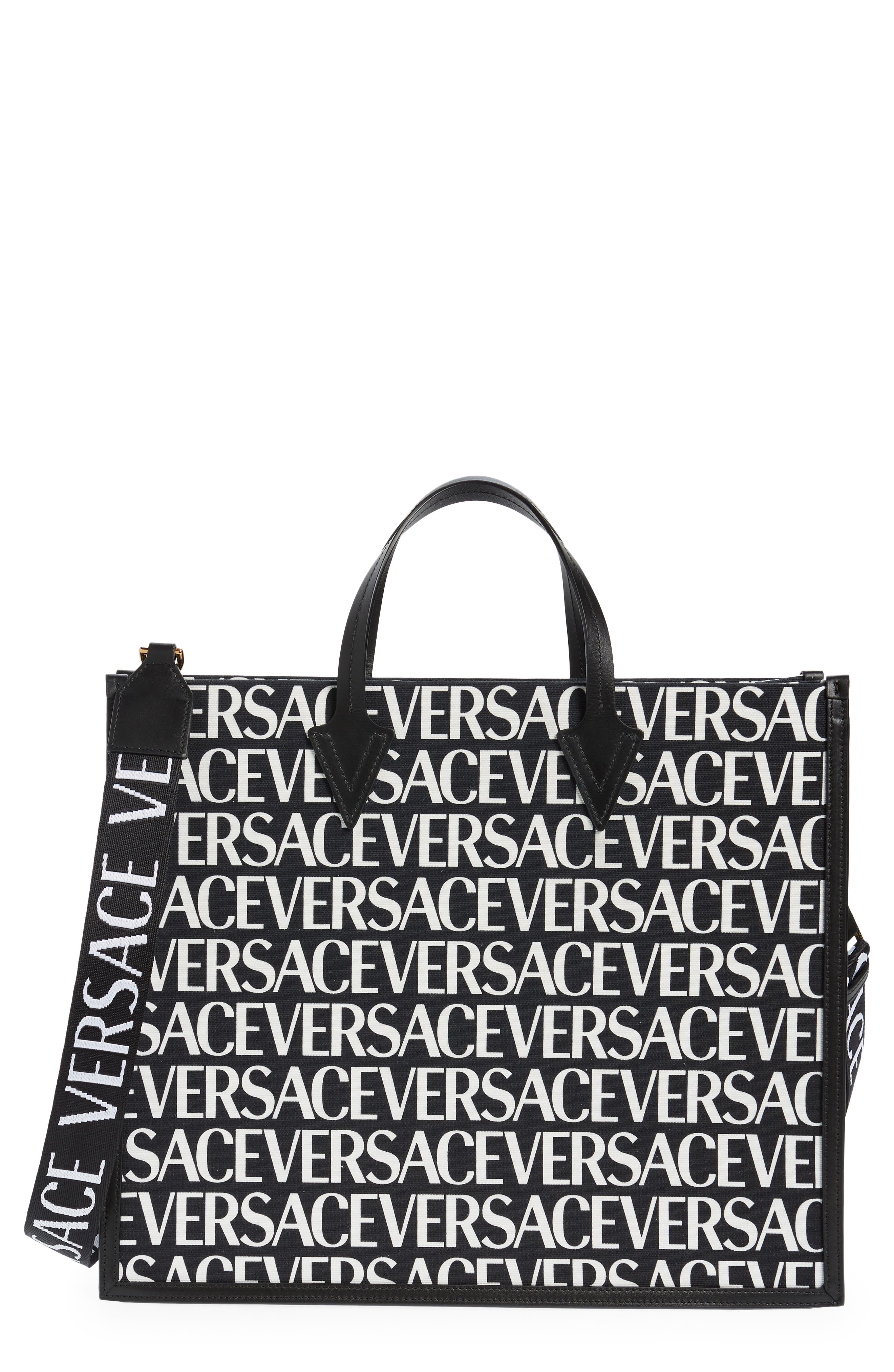 Versace Repeat Logo Cotton Canvas Tote | Nordstrom