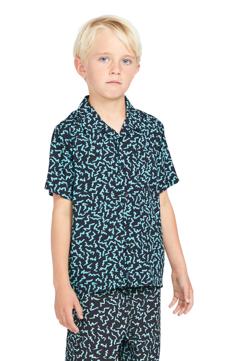 Volcom Kids' Asphalt Beach Squiggle Print Camp Shirt | Nordstromrack