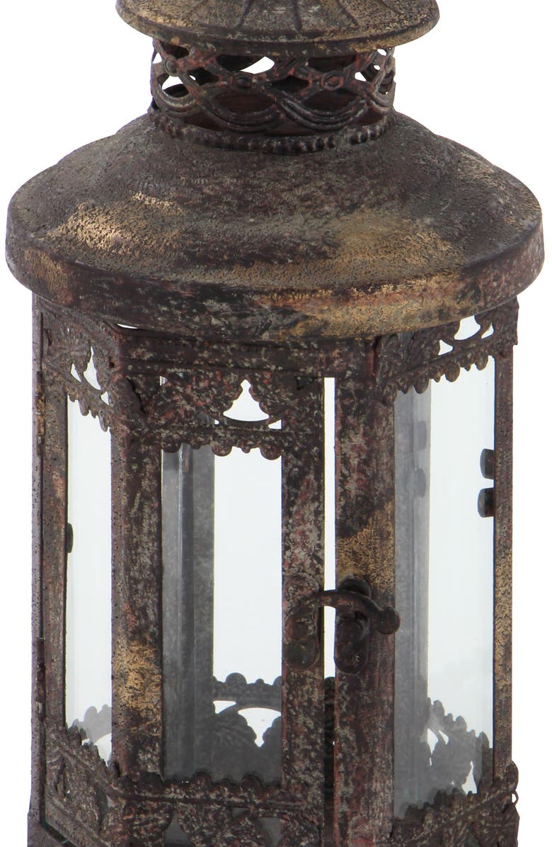 SONOMA SAGE HOME Brown Metal Candle Lantern with Intricate Scroll Work ...