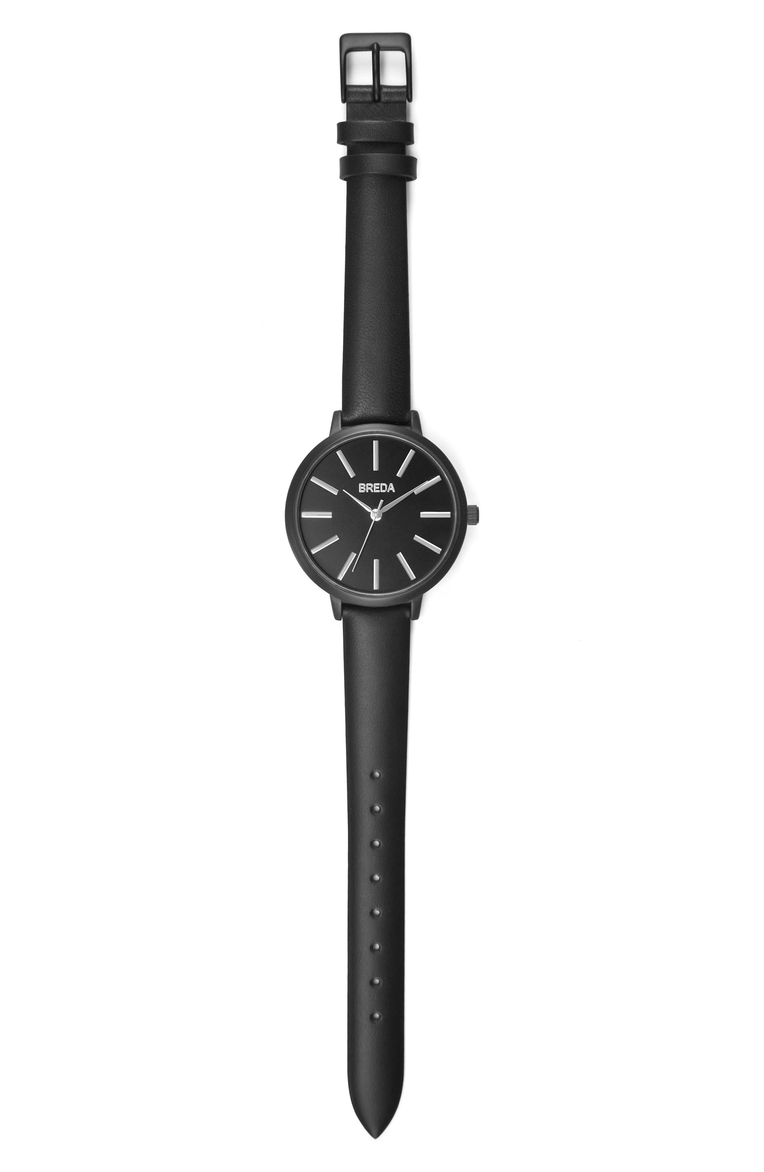 BREDA Joule Round Leather Strap Watch, 37mm | Nordstrom