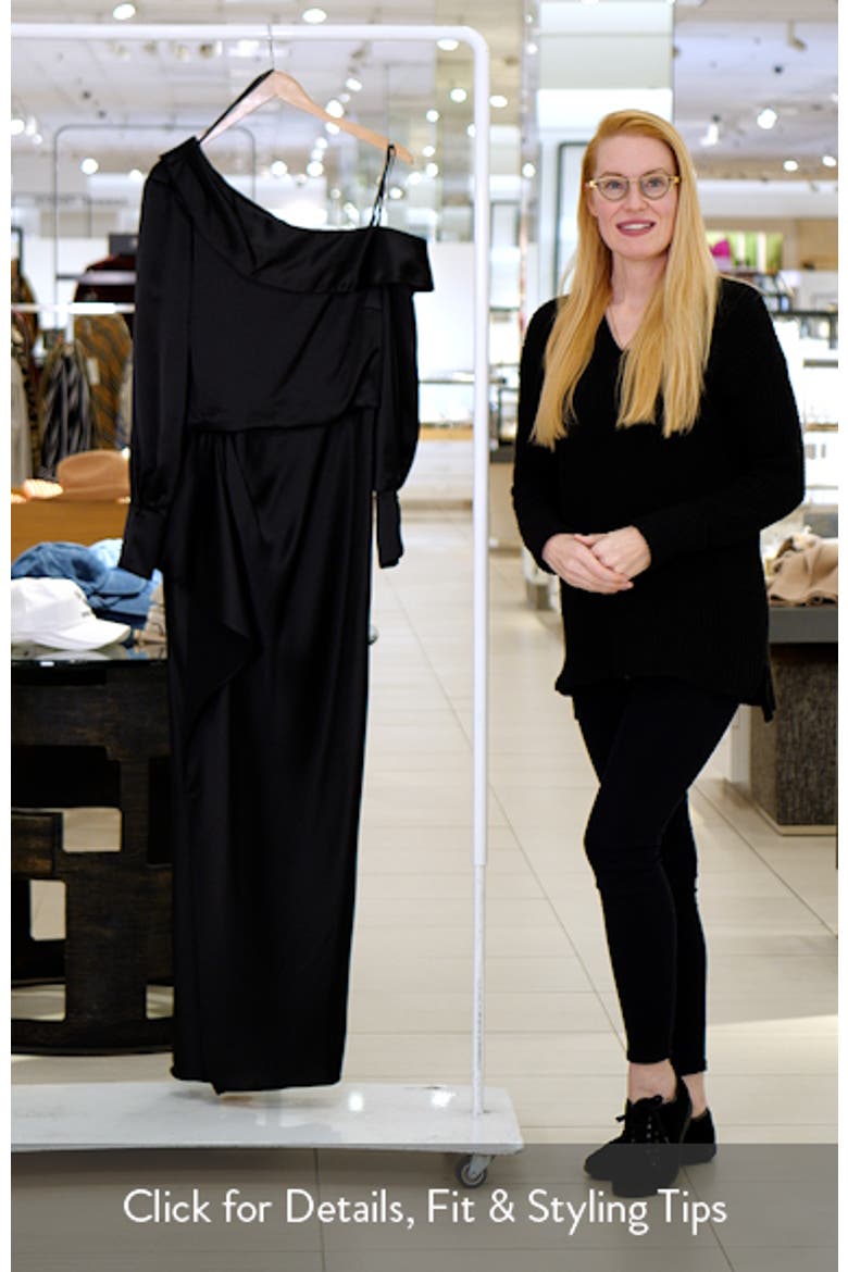 Off the Shoulder Long Sleeve Satin Gown (Women) | Nordstromrack