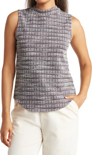 Belldini Mock Neck Sleeveless Tweed Knit Tank | Nordstromrack