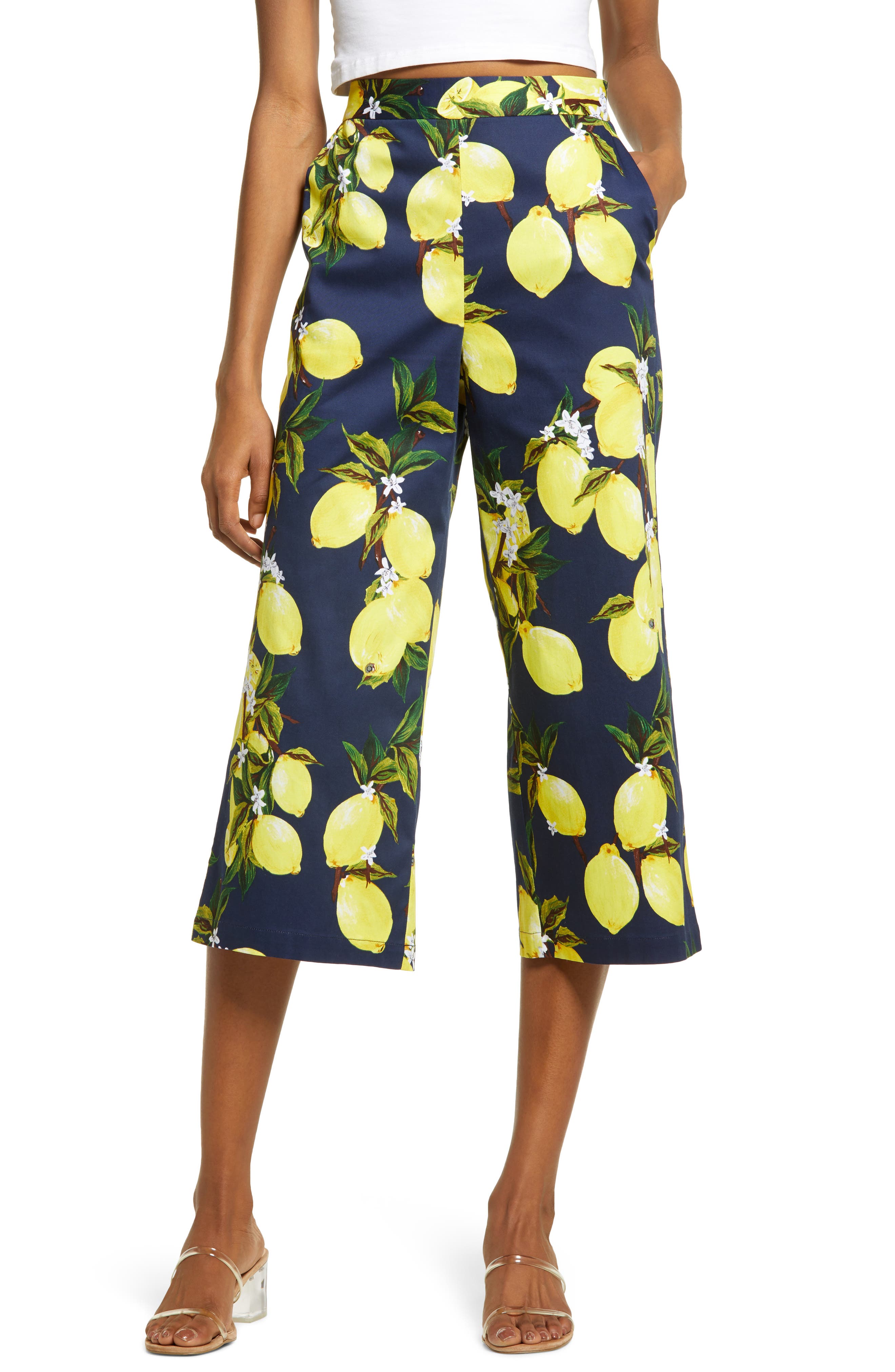 English Factory Lemon Print Crop Pants | Nordstrom