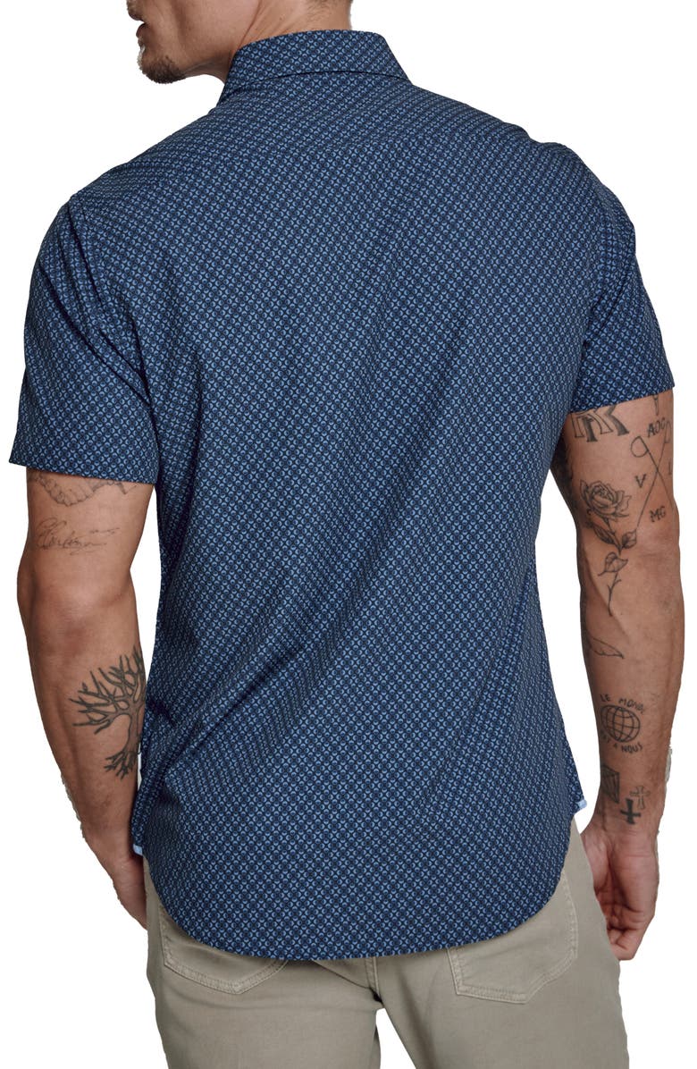 7 Diamonds Alonzo Dot Print Short Sleeve Performance Button-Up Shirt ...