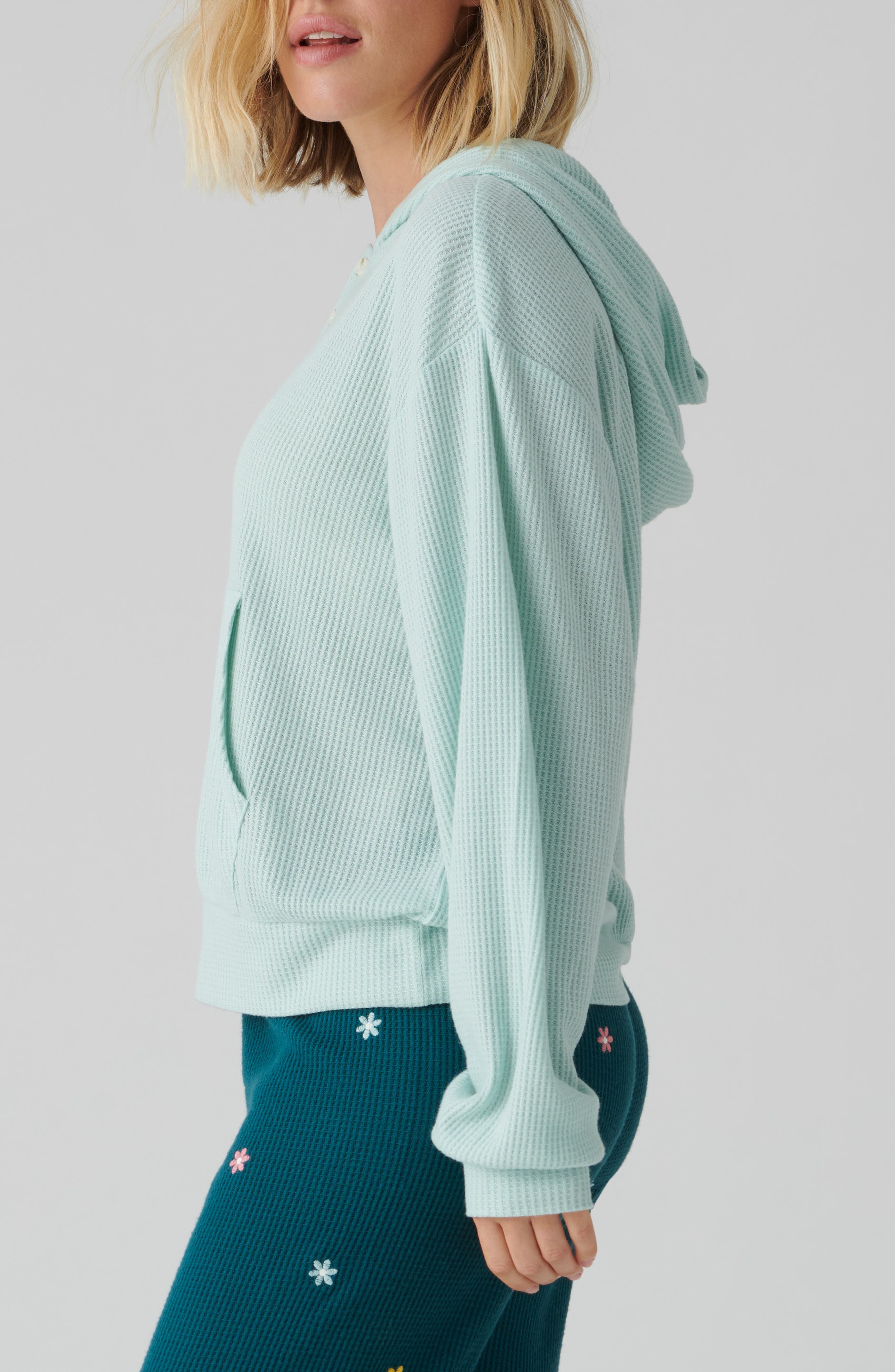 PJ Salvage Take it Easy Waffle Knit Hooded Henley | Nordstromrack