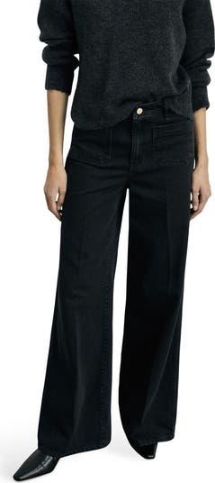 MANGO Patch Pocket Wide Leg Jeans | Nordstrom