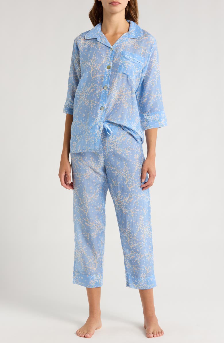 Papinelle Cheri Blossom Cotton & Silk Crop Pajamas | Nordstromrack