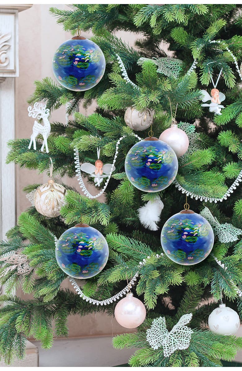 OVERSTOCK ART "Water Lilies" Claude Monet Hand Painted Glass Ornament ...
