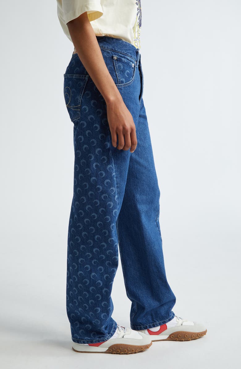 Marine Serre Crescent Moon Panel Straight Leg Jeans | Nordstromrack