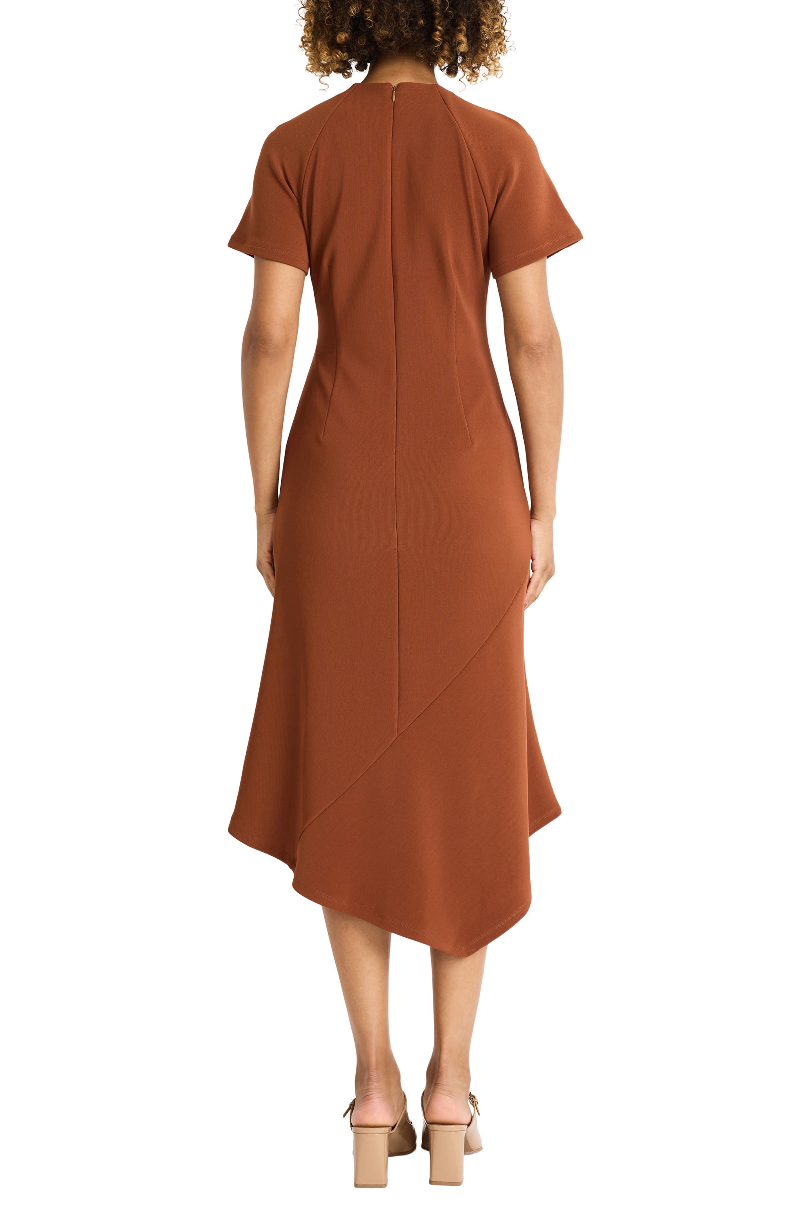 Maggy London Short Sleeve Asymmetric Hem Midi Dress | Nordstromrack