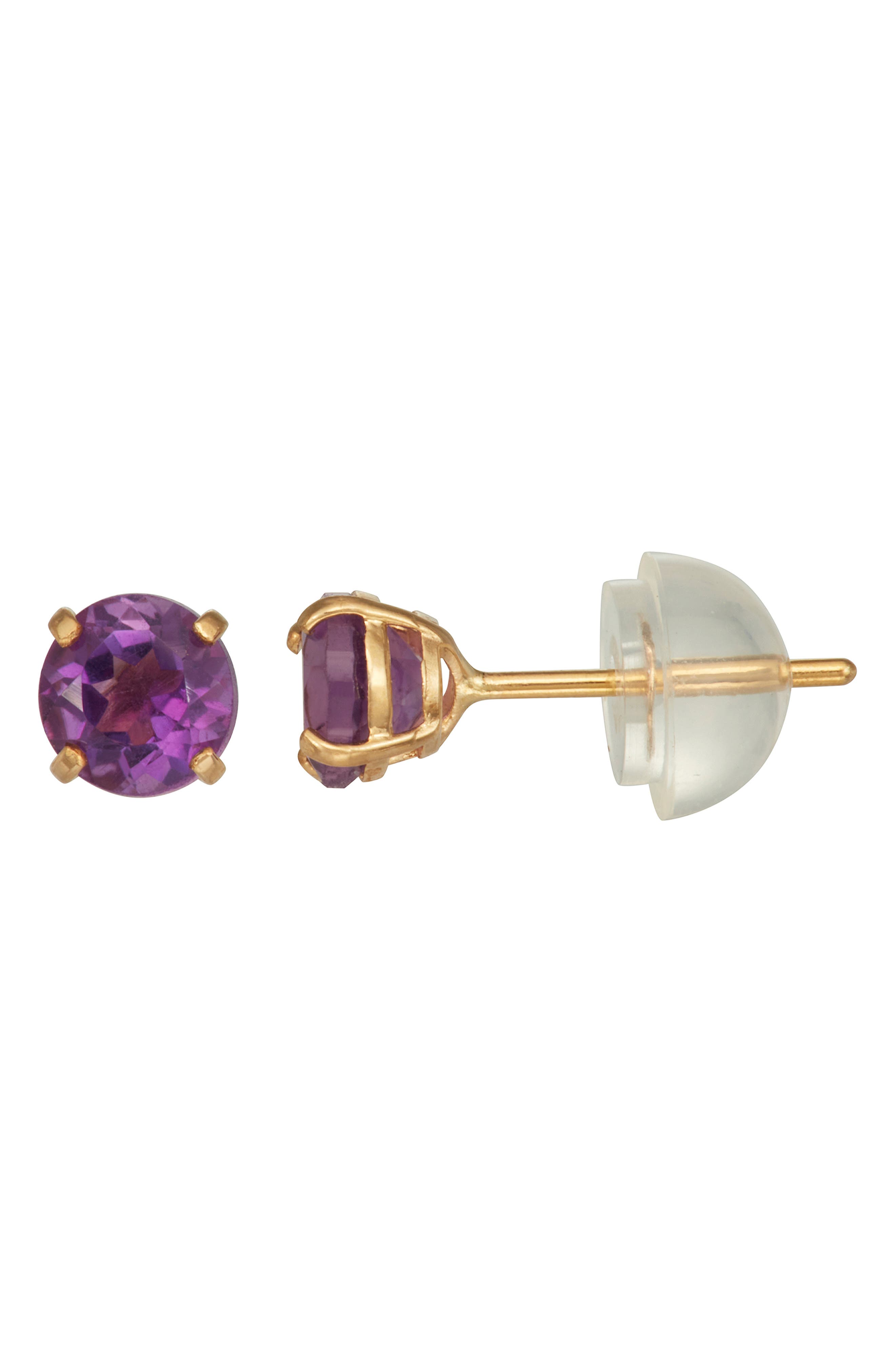 Kids' 14K Gold Round Cut Stone Stud Earrings (Women) | Nordstromrack