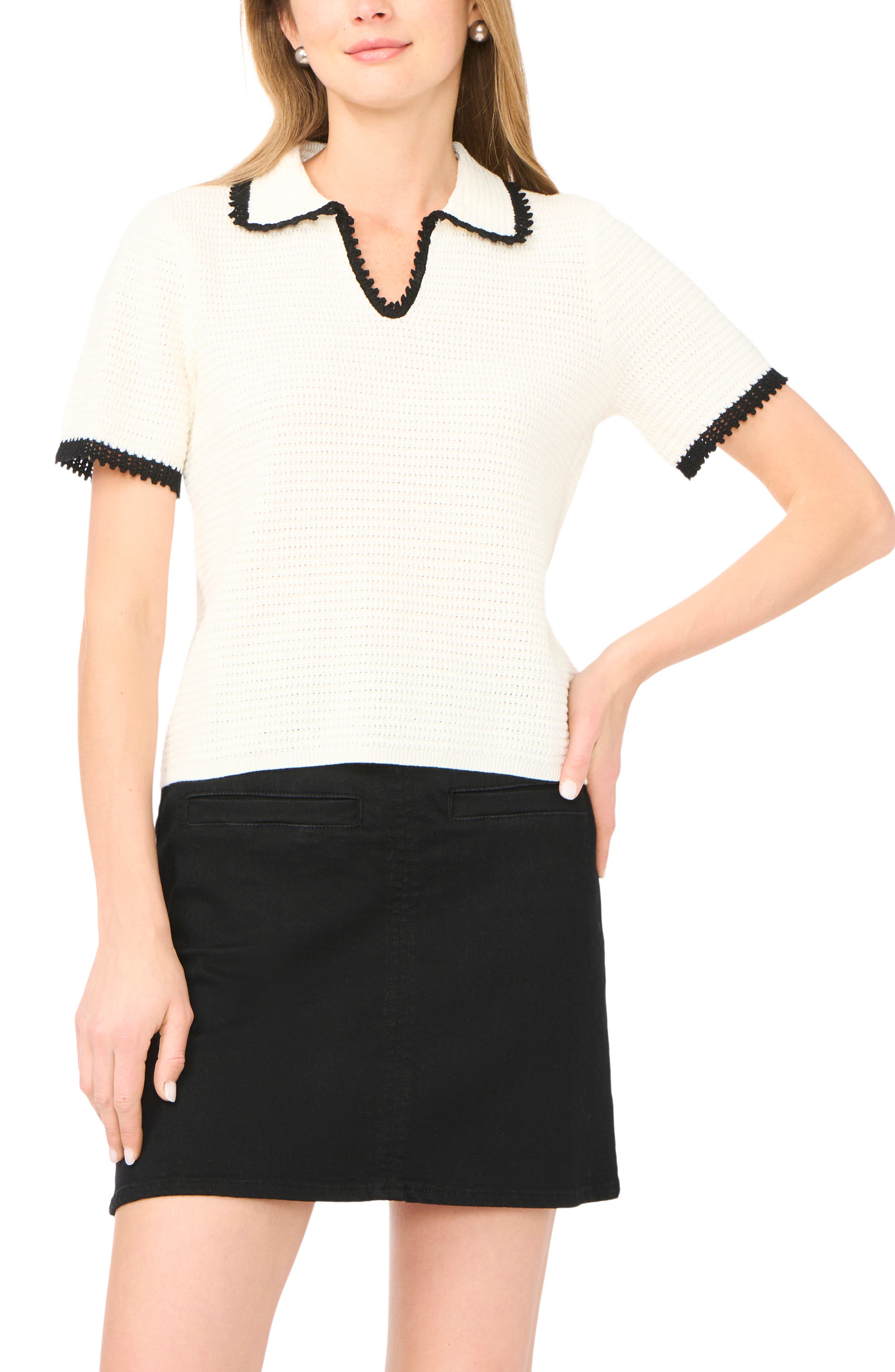 Parker Tipped Short Sleeve Cotton Sweater | Nordstromrack