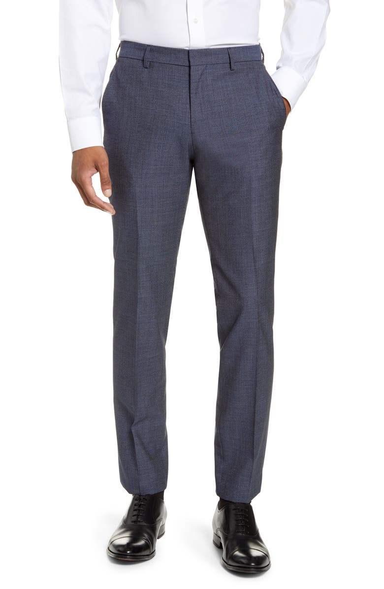 BOSS Ben Flat Front Houndstooth Wool Dress Pants | Nordstrom