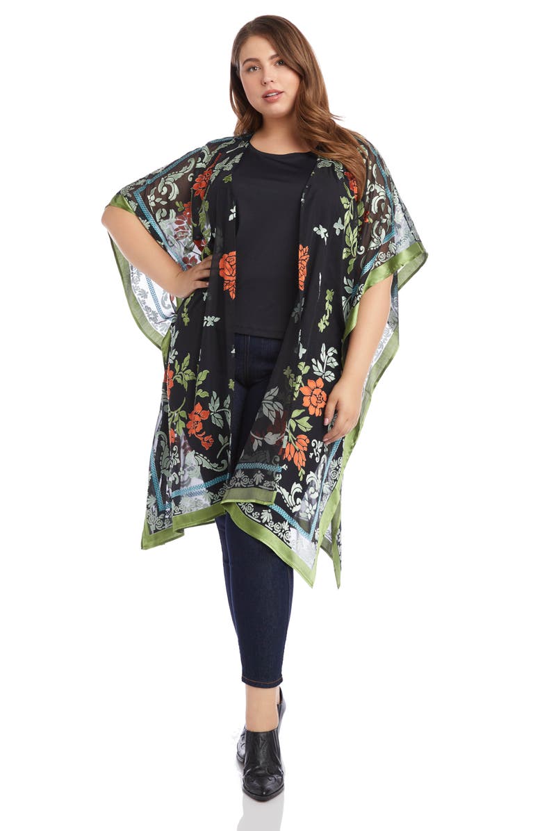 Karen Kane Textured Floral Open Front Jacket | Nordstromrack