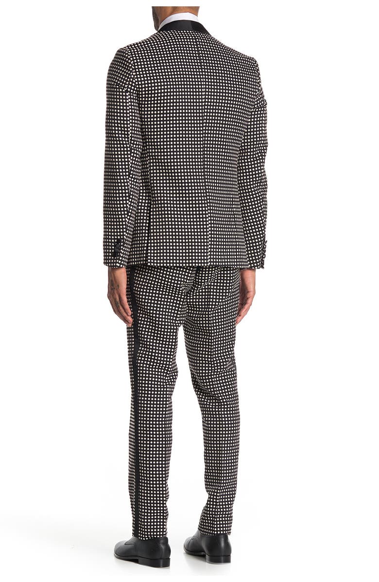PAISLEY AND GRAY Black White Polka Dot One Button Shawl Lapel Slim Fit ...