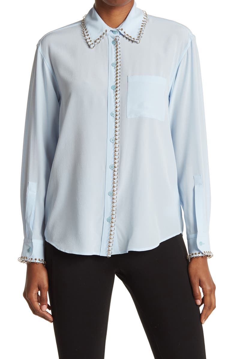 Burberry Metal Ring Trim Silk Shirt | Nordstromrack