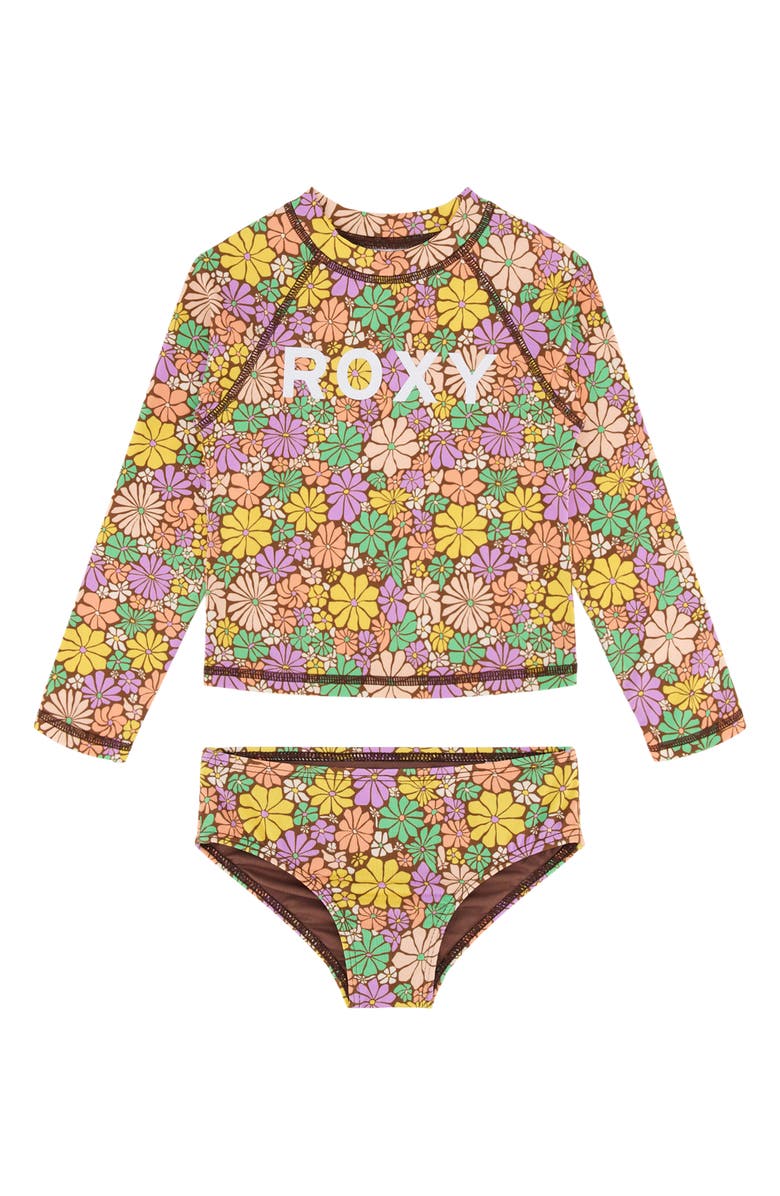 Roxy Floral Long Sleeve Two-Piece Rashguard Swimsuit | Nordstromrack
