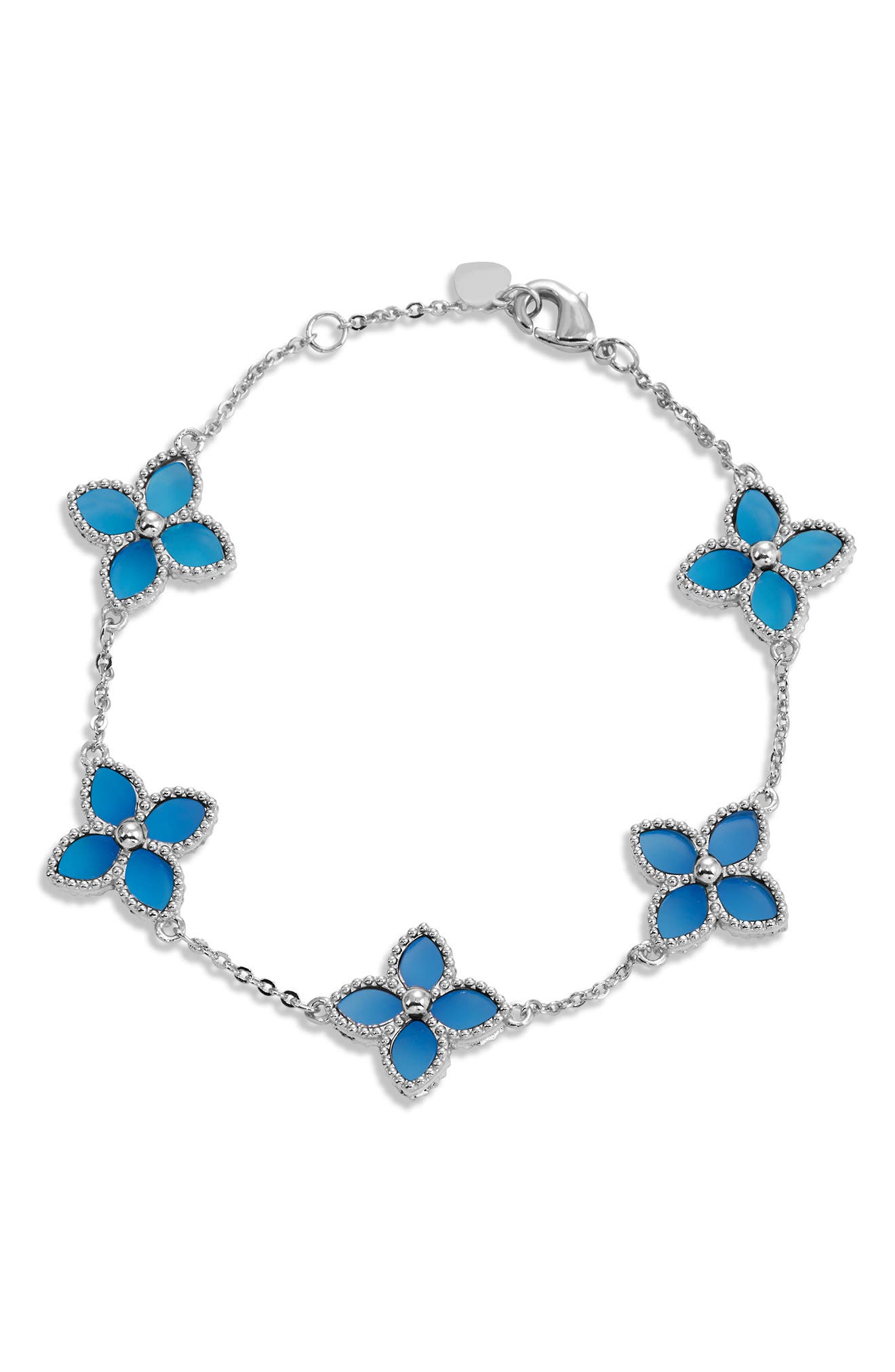 SAVVY CIE JEWELS Blue Agate Flower Station Chain Bracelet | Nordstromrack