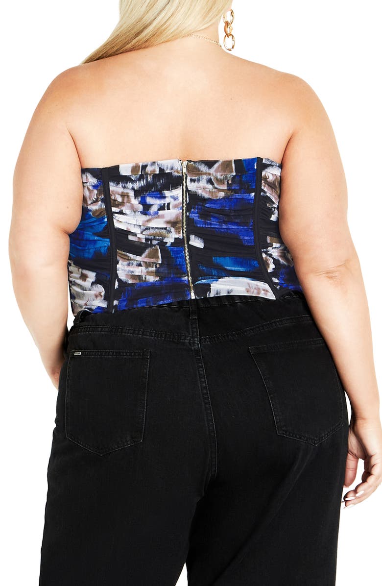 City Chic Floral Print Strapless Crop Top | Nordstromrack
