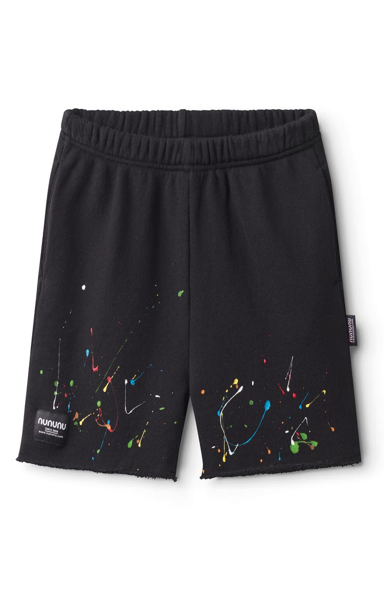 Nununu Kids' Paint Spatter Raw Hem Cotton Sweat Shorts | Nordstromrack