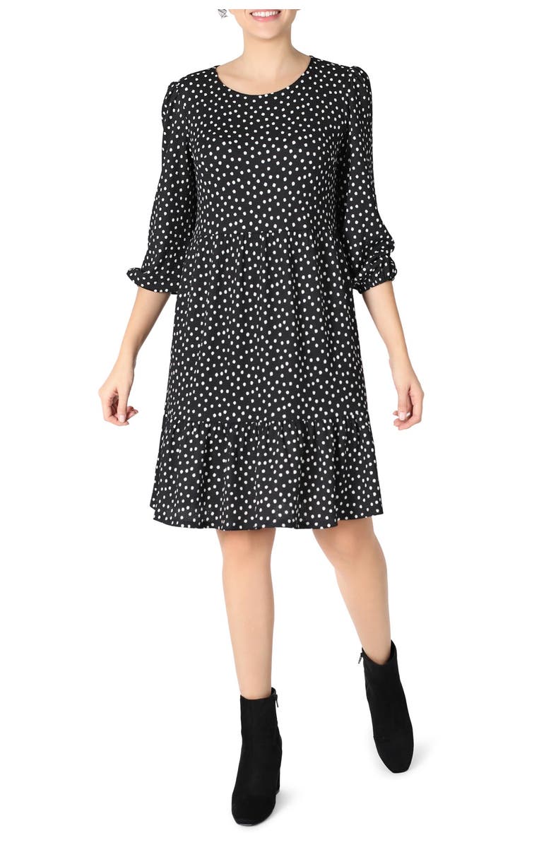 SANDRA DARREN Quarter Sleeve Textured Knit Tier A-Line Dress ...