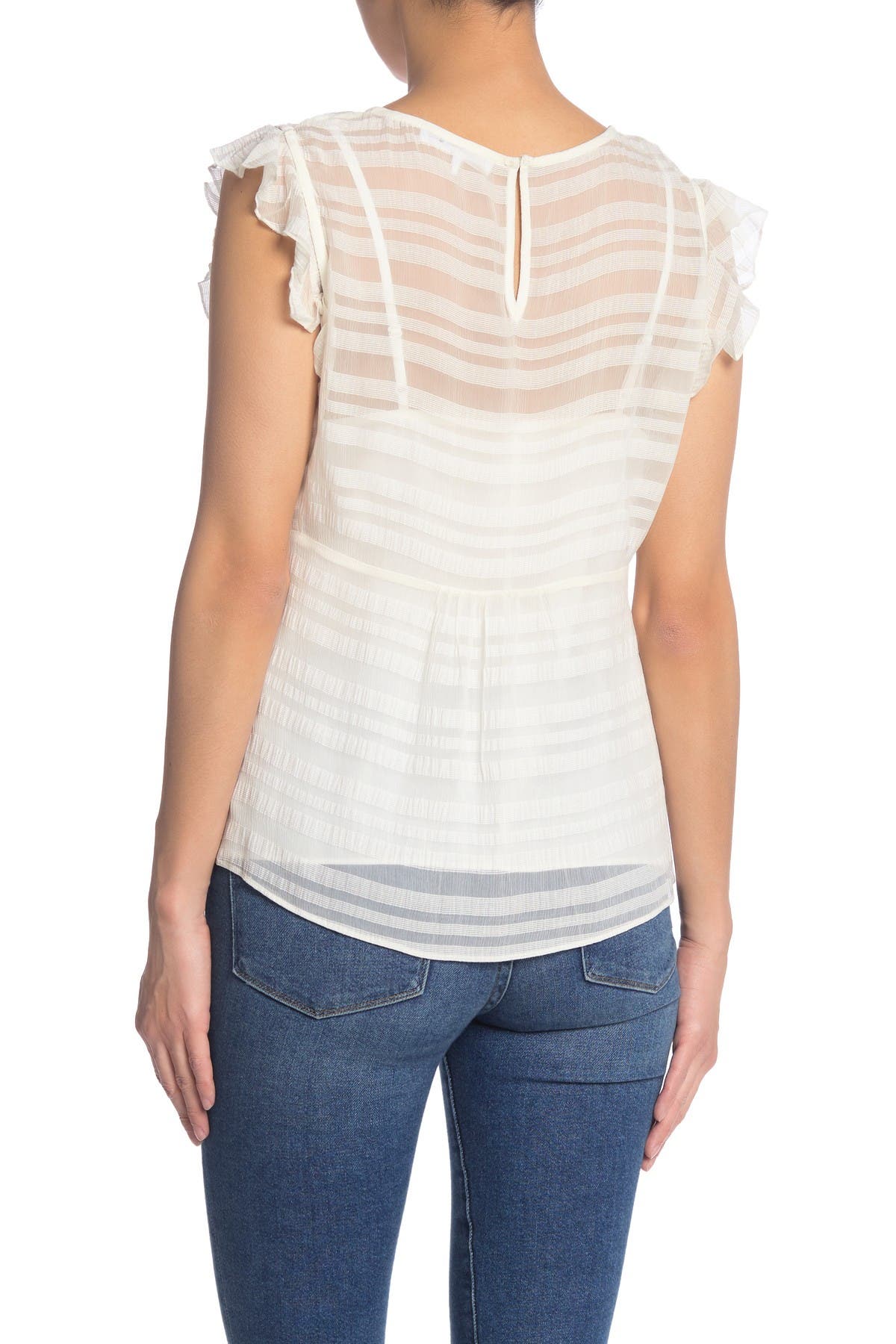 FRAME Flounce Sleeveless Stripe Print Top | Nordstromrack
