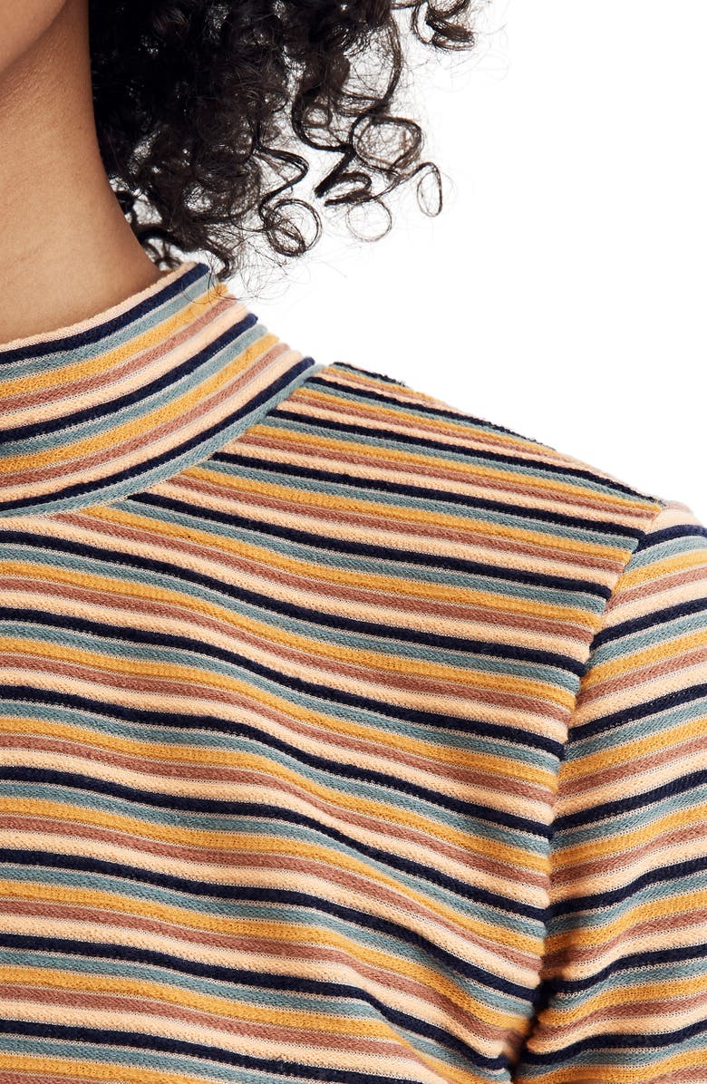 Madewell Texture & Thread Stripe Mock Neck Tee | Nordstrom