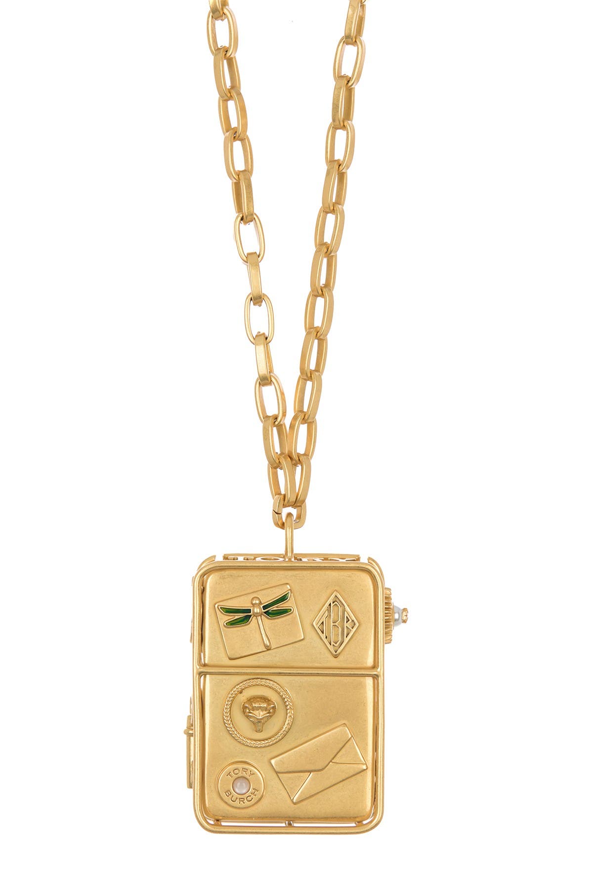 Tory Burch Ginkgo Travel Locket Long Pendant Necklace | Nordstromrack