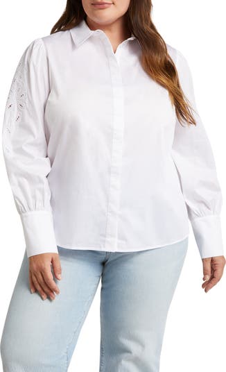 HARSHMAN Devlin Embroidered Sleeve Cotton Button-Up Shirt | Nordstrom