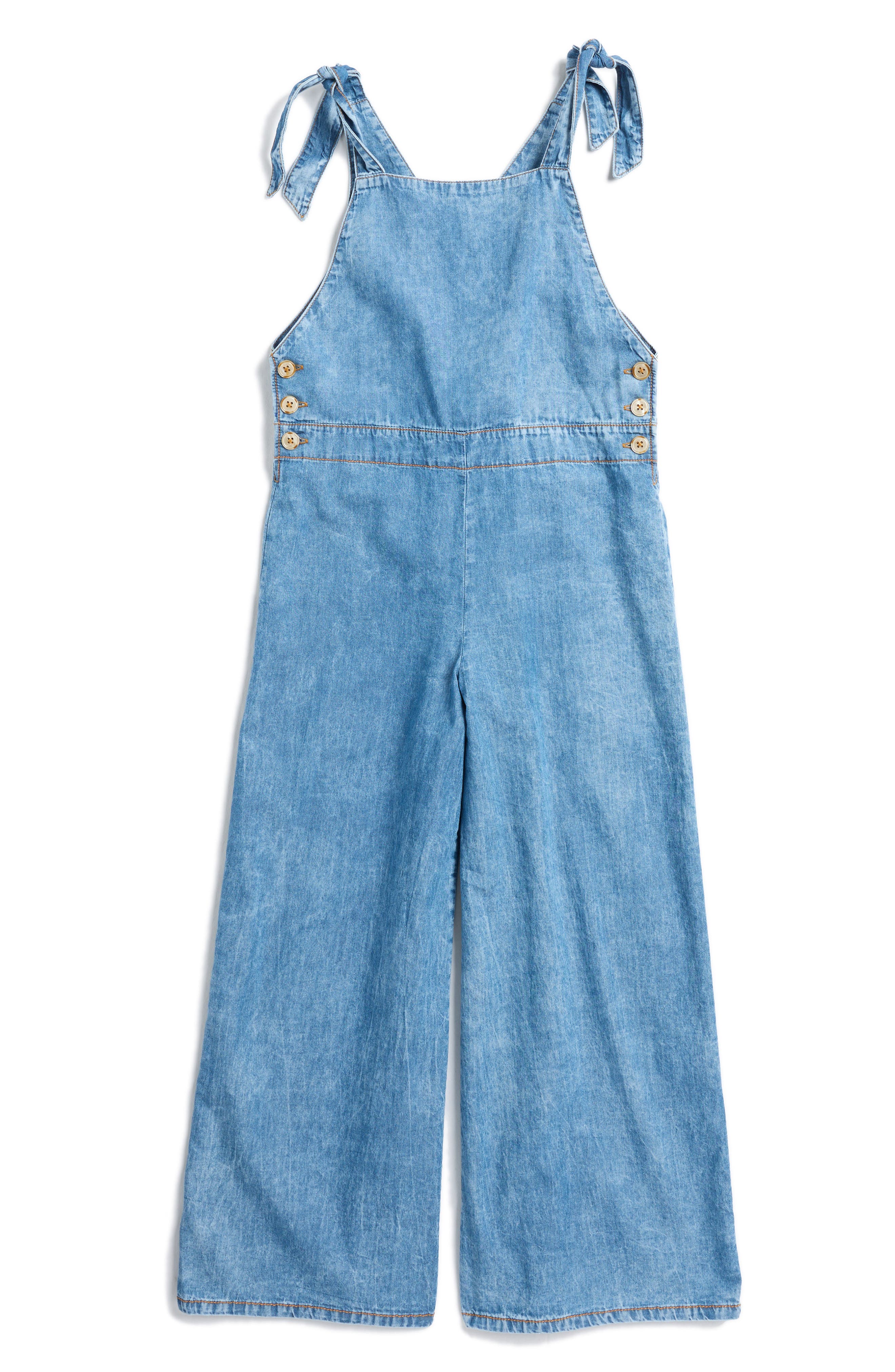 PQ SWIM Kids' Caden Denim Wide Leg Jumpsuit | Nordstromrack
