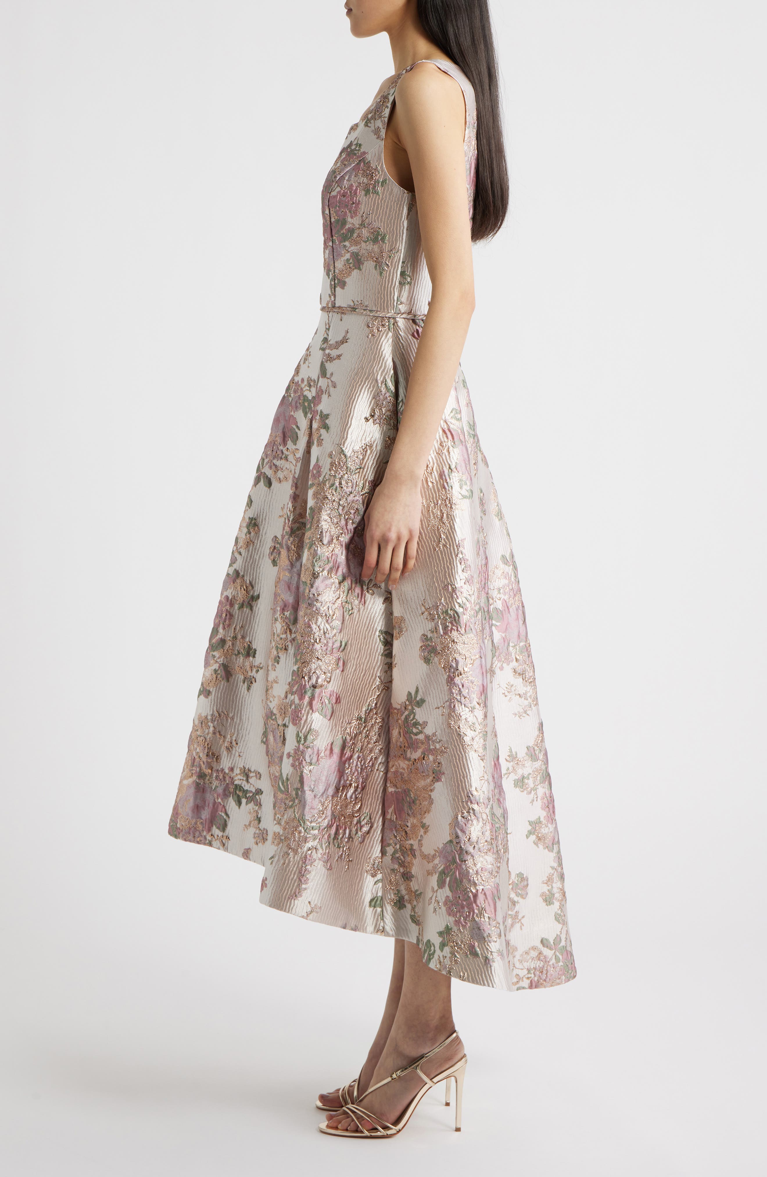 Tahari ASL Metallic Jacquard Midi Cocktail Dress | Nordstrom