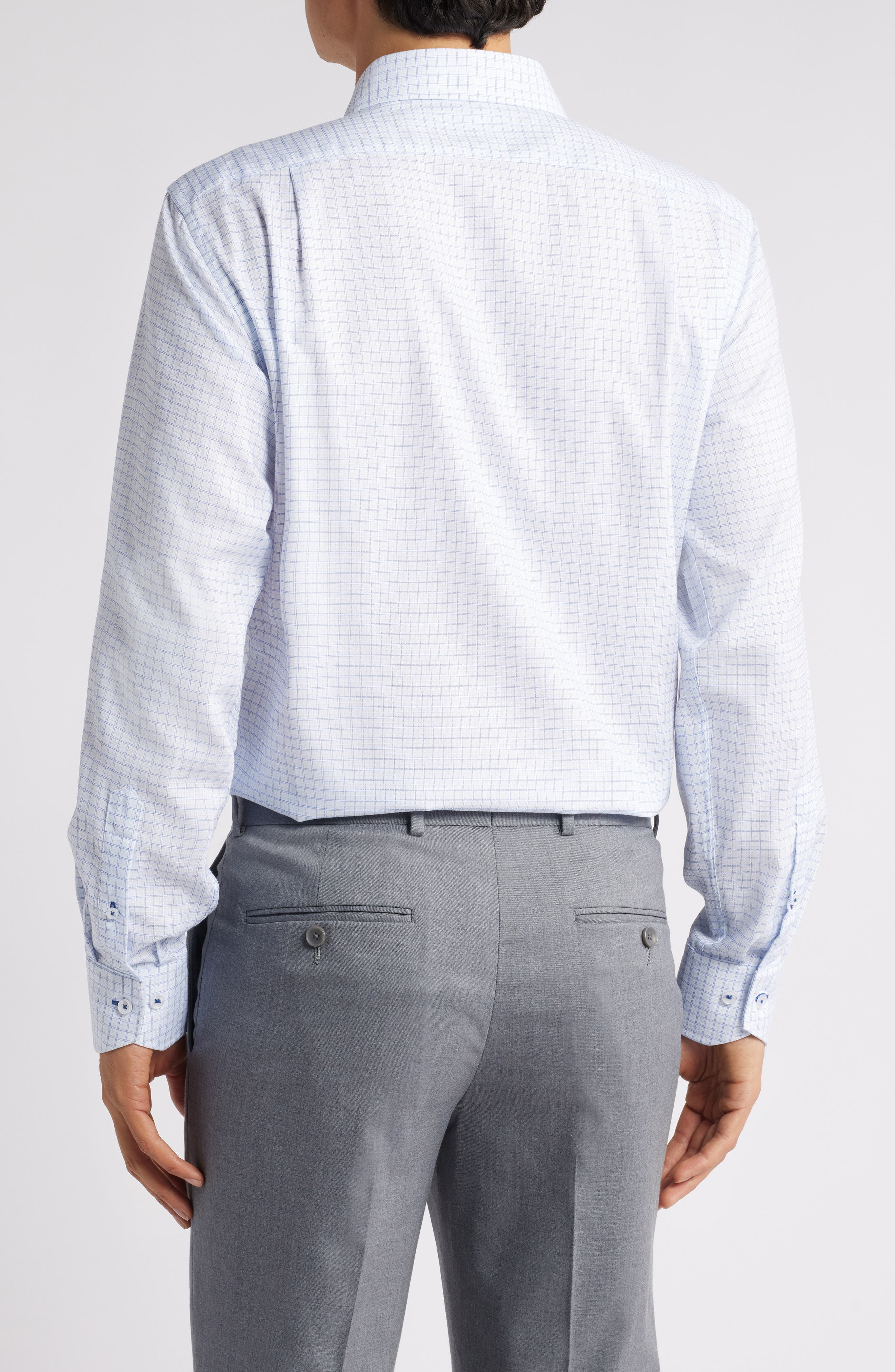 Lorenzo Uomo Trim Fit Textured Windowpane Check Cotton Dress Shirt ...