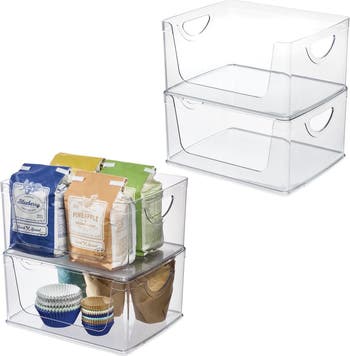 Basic Stackable Open-Front Storage Bins with Handles for Kitchen and ...
