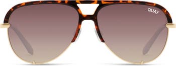QUAY High Key Mini Remixed 60mm Polarized Aviator Sunglasses ...