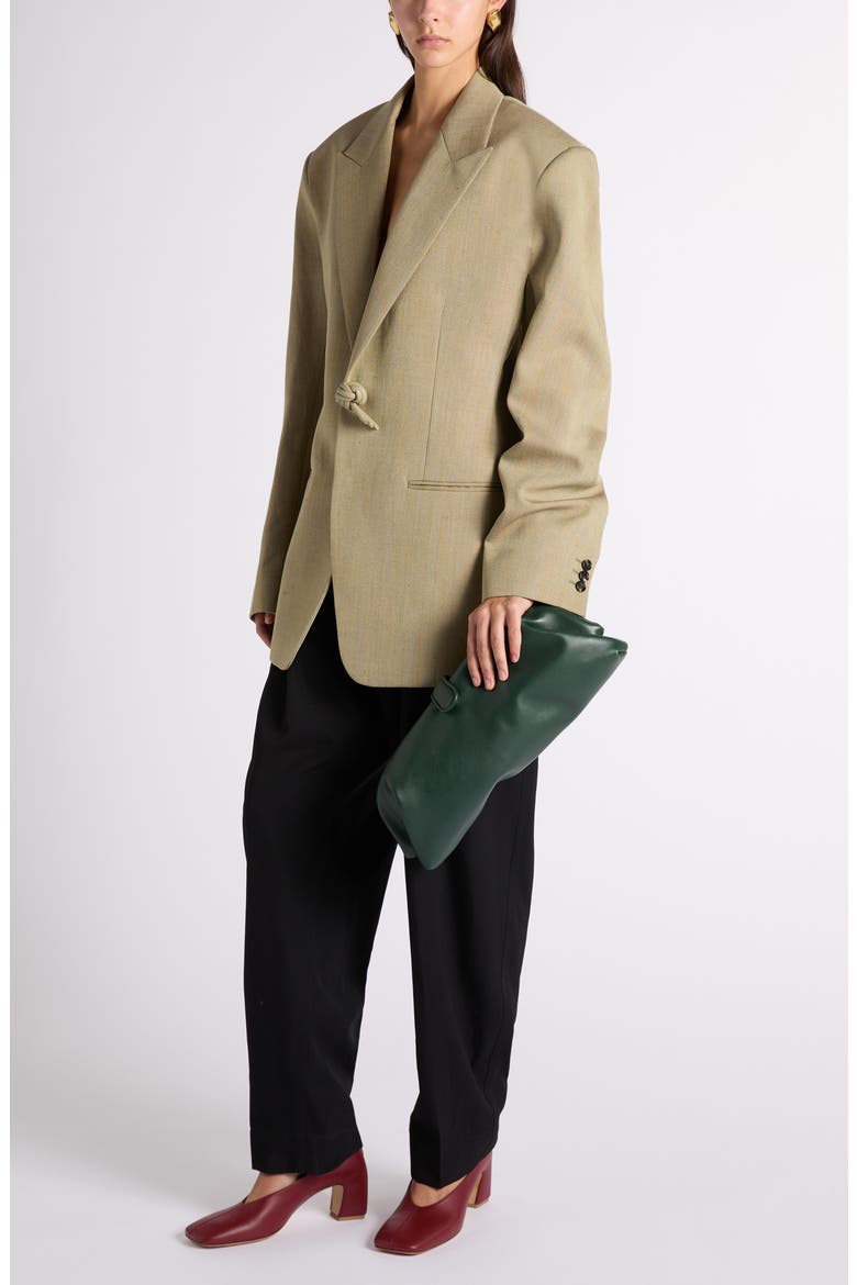 Knot Embellished Wool & Linen Blend Jacket (Women) | Nordstrom